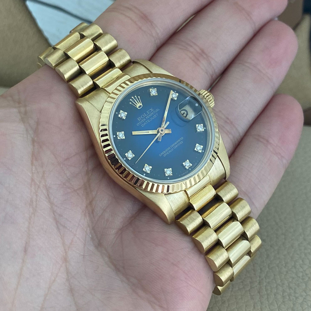 Rolex Datejust 31mm Blue Vignette Diamonds Dial 68278